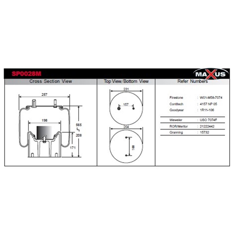 MAXUS AIR SPRING ASSY SUIT ROR 9 TONNE SP0028M | Truck & Trailer Parts ...